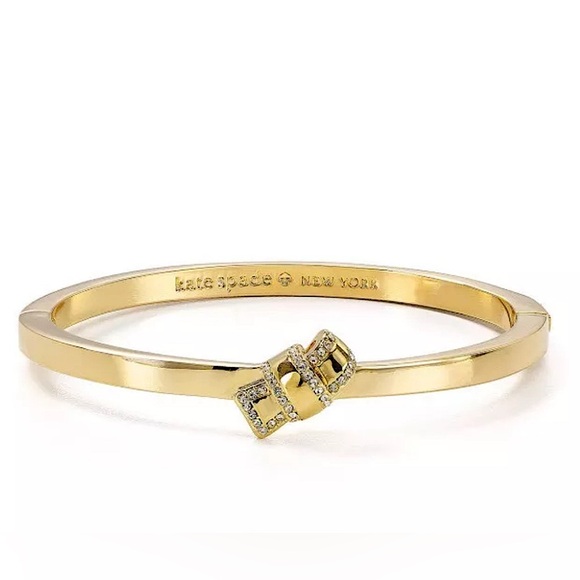 kate spade | Jewelry | Kate Spade Gold Pave Knot Bow Hinged Bangle ...